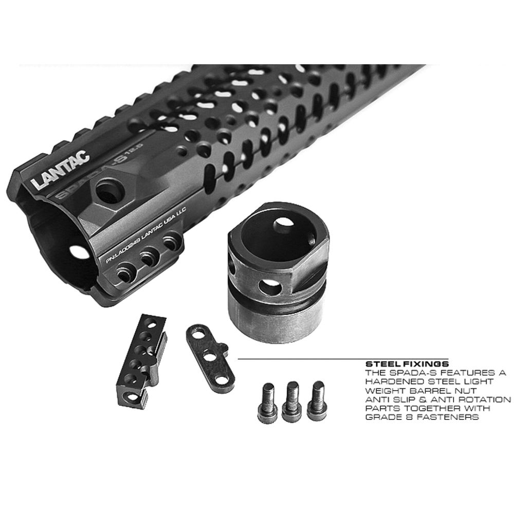 Lantac USA SPADA-S 12.5" Ultra Slim Free Float Handguard Black - DEGuns