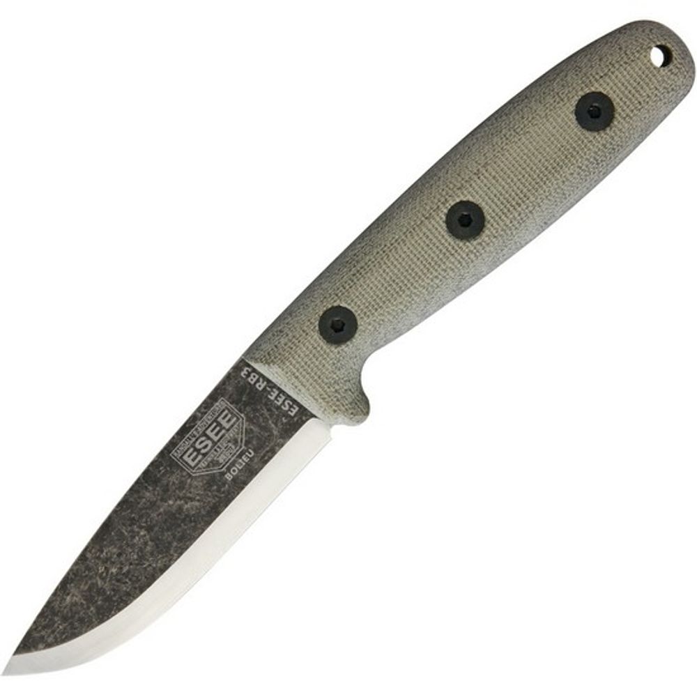 ESEE RB3-JRE Micarta Handle Reuben Bolieu 8.13" Fixed Knife w/ Drop ...